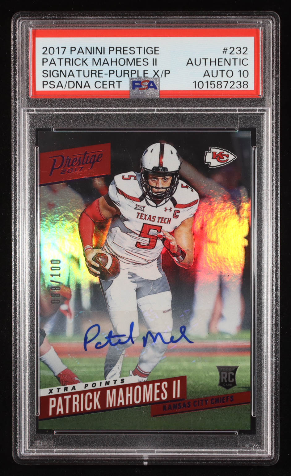 Patrick Mahomes II Signed 2017 Prestige Rookie Autographs Xtra Points ...
