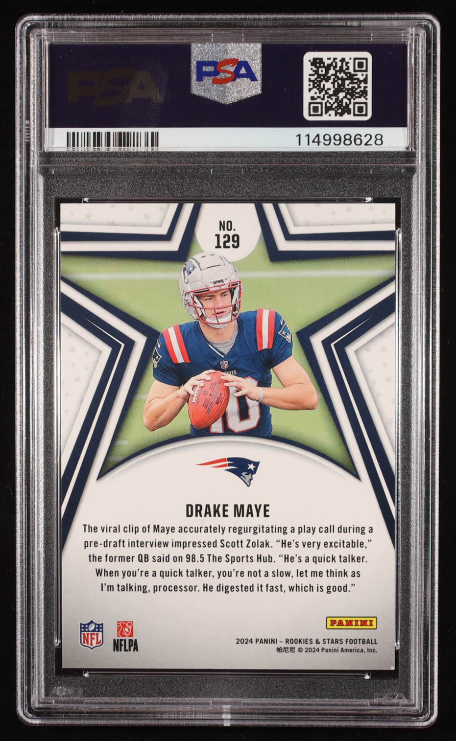 Drake Maye 2024 Rookies and Stars Ice FOTL #129 RC #11/18 (PSA 9) | Pristine Auction