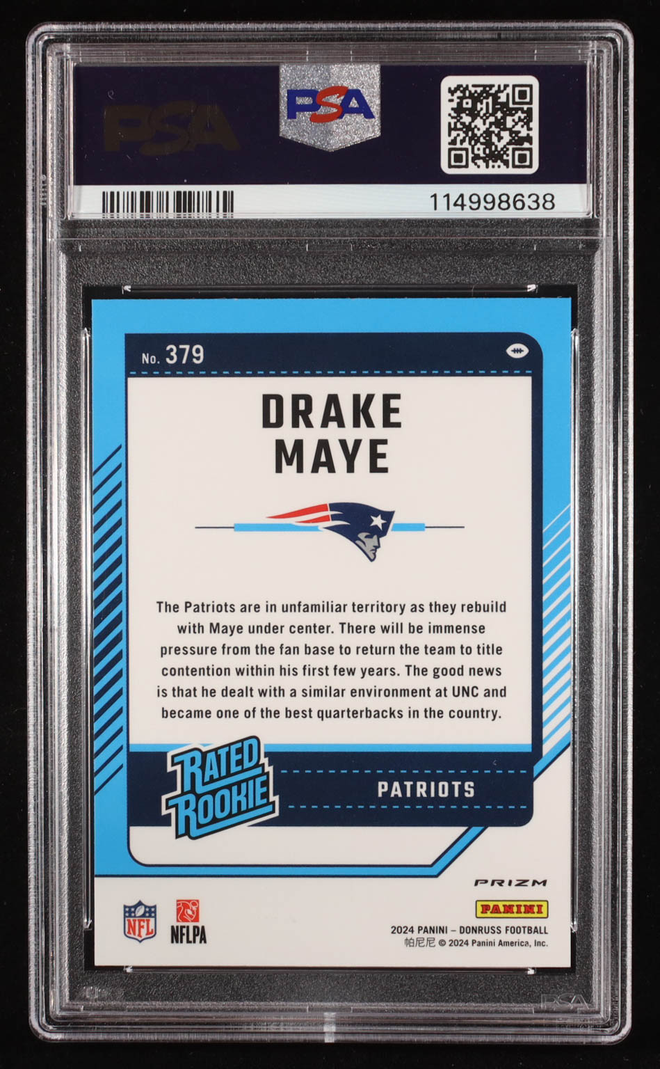 Drake Maye 2024 Donruss Optic Rated Rookies Preview Blue Scope #379 RC ...