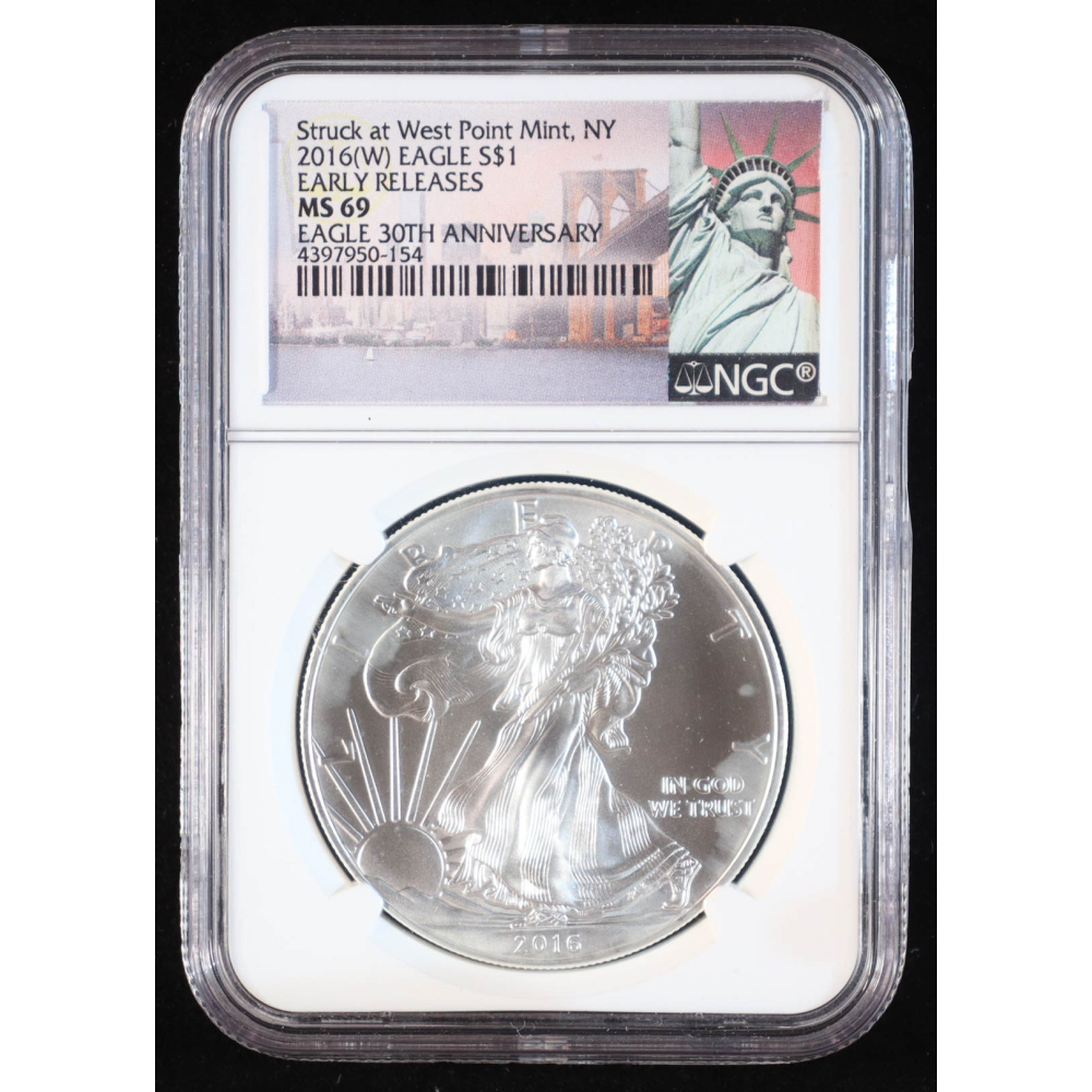 2016 (W) American Silver Eagle - Early Releases, Struck at West Point Mint, NY - Eagle 30th ...