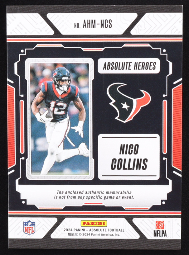 Nico Collins 2024 Absolute Absolute Heroes Memorabilia #3 #249/250 | Pristine Auction