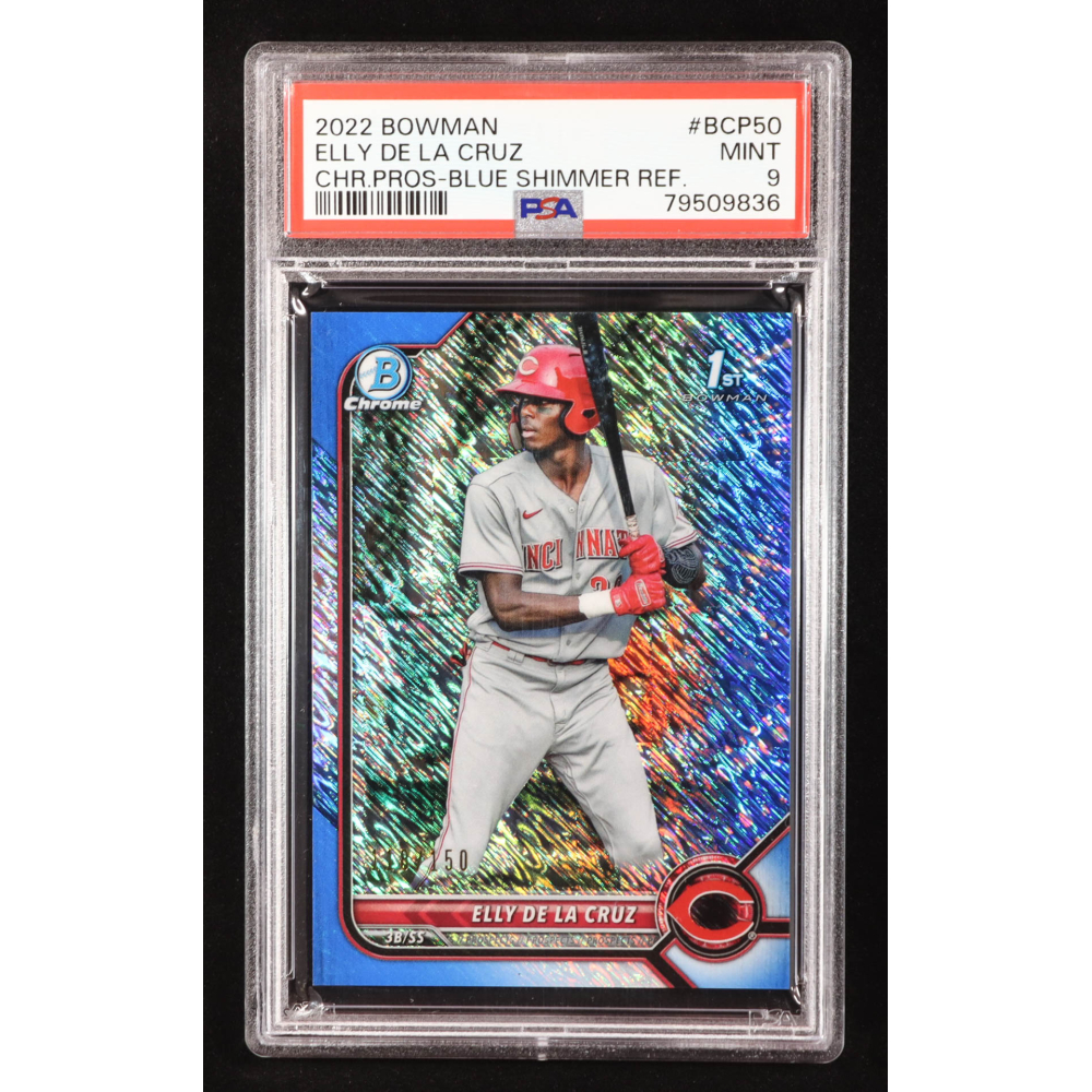 Elly De La Cruz 2022 Bowman Chrome Prospects Blue Shimmer Refractors # ...