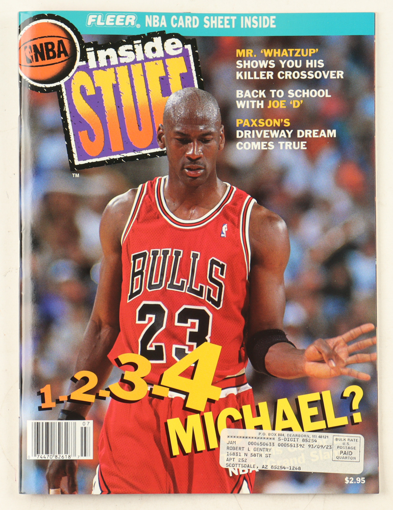 1993 NBA Inside Stuff Magazine with Fleer Card Sheet Attached ...
