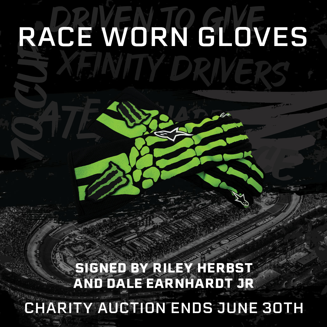Riley Herbst 2025 Race-Worn, Autographed Driven to Give Gloves in ...