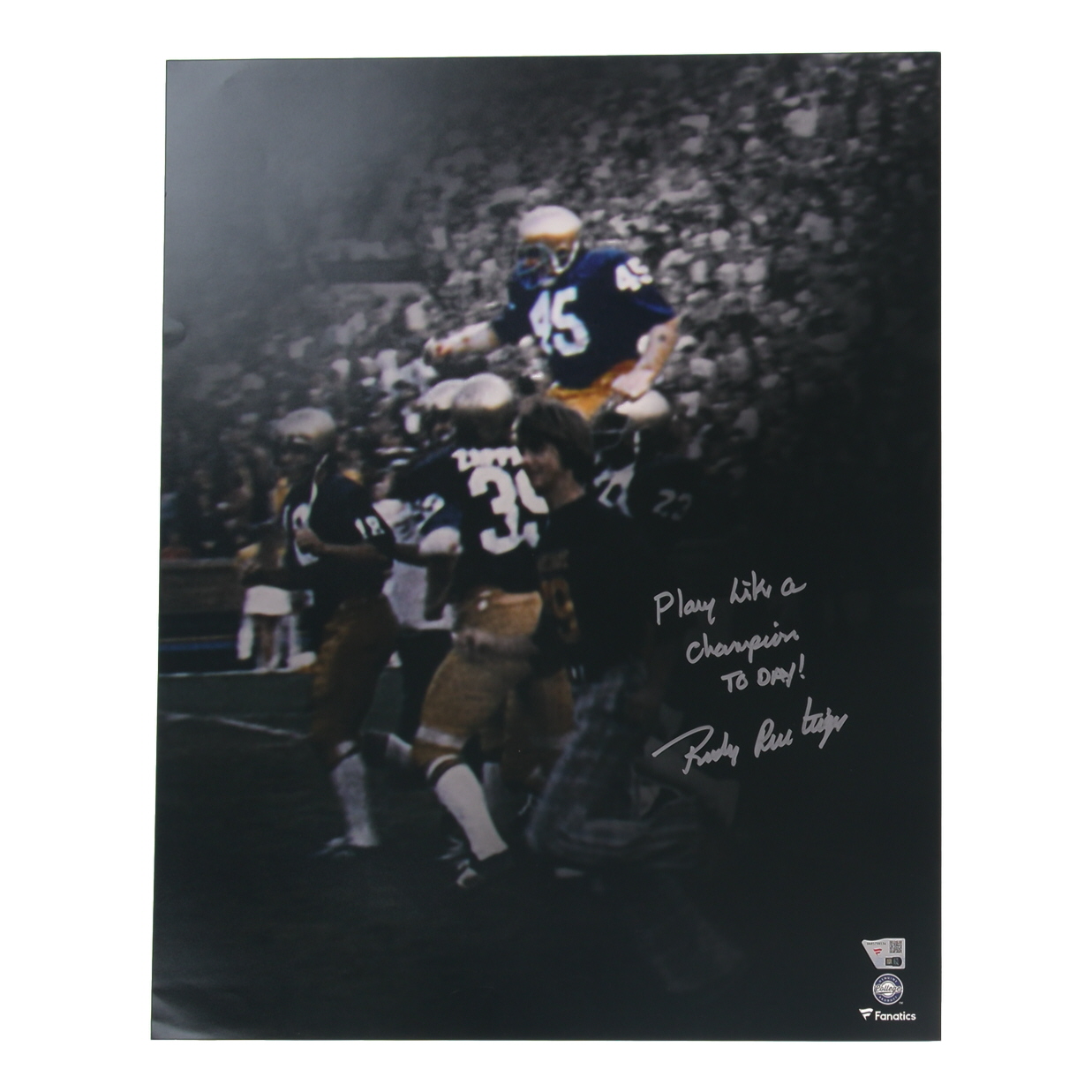 Rudy Ruettiger Signed Notre Dame Fighting Irish 16x20 Photo Inscribed ...
