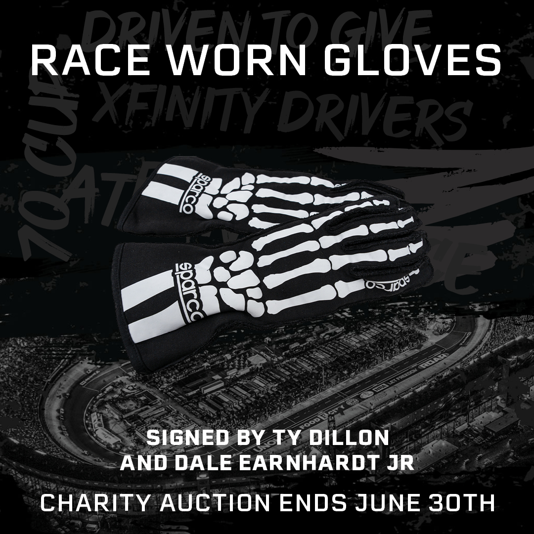 Ty Dillon 2025 Race-Worn, Autographed Driven to Give Gloves in support ...