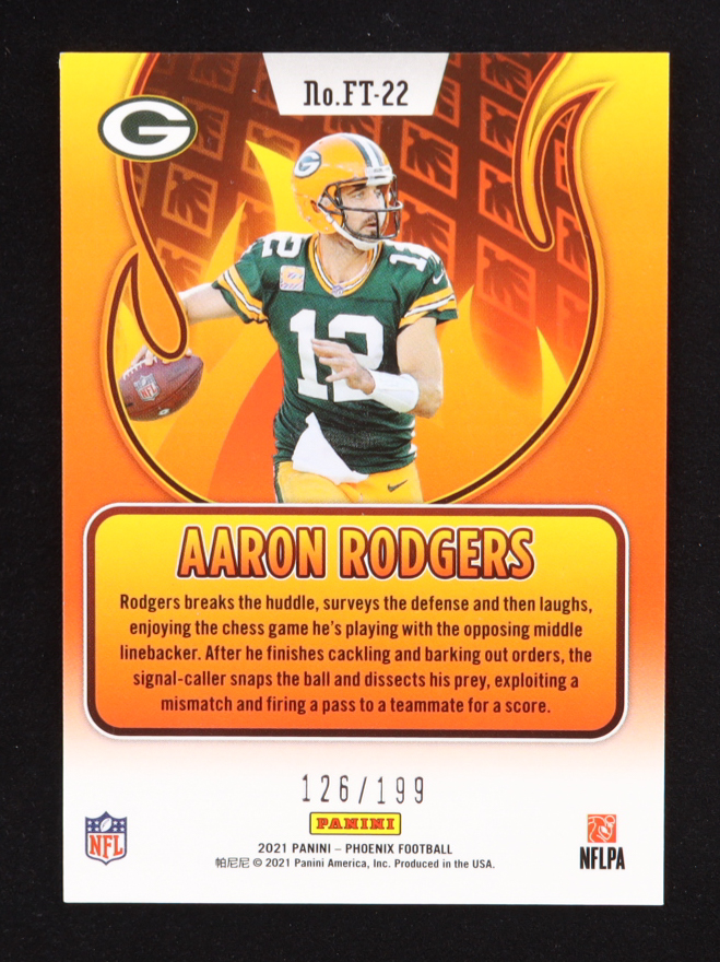 Aaron Rodgers 2021 Panini Phoenix Flame Throwers Red #22 #126/199 ...