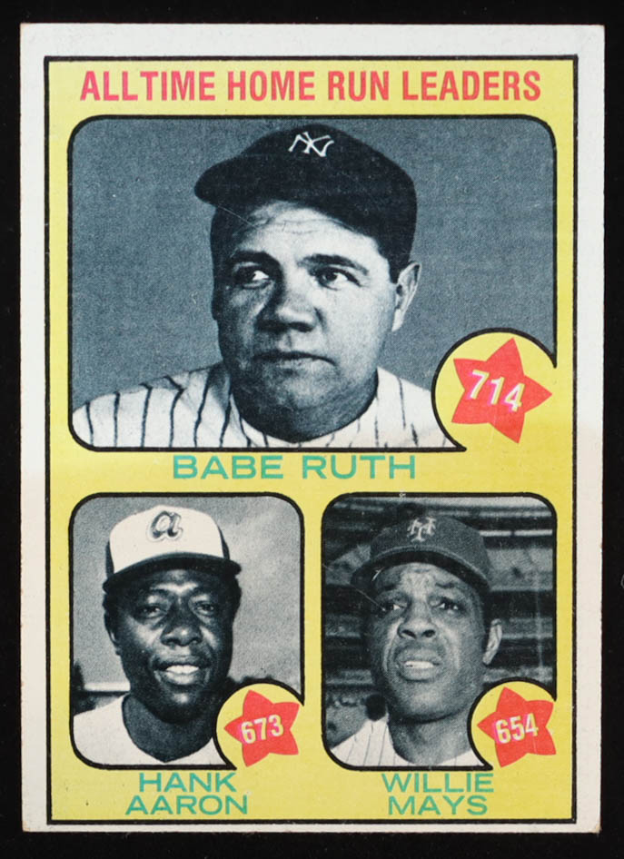 Babe Ruth / Hank Aaron / Willie Mays 1973 Topps All Time Home Run ...