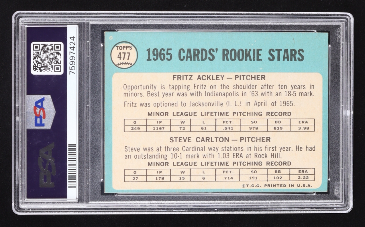 Fritz Ackley / Steve Carlton 1965 Topps #477 Rookie Stars RC (PSA 4 ...