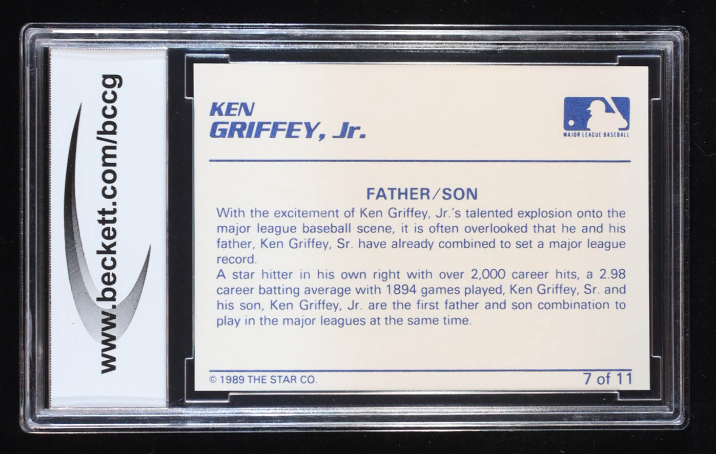 Ken Griffey Jr. 1989 Star Griffey Jr. Father/Son Blue-Blue #7 RC (BCCG ...