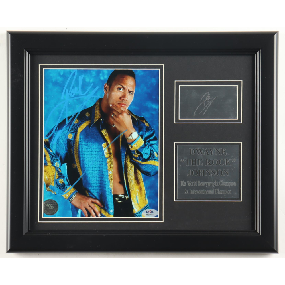 Dwayne 'The Rock' Johnson Signed Custom Framed Metal Plate Display with ...