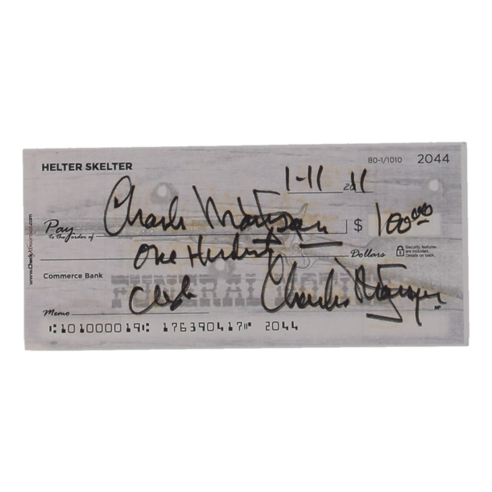 Charles Manson Signed Check (ACOA) | Pristine Auction