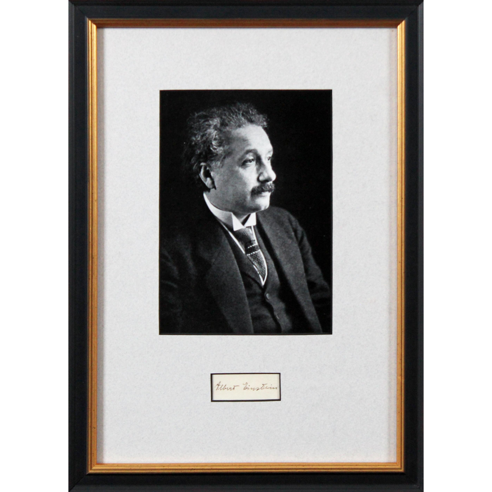 Albert Einstein Signed Custom Framed Cut Display with Rare Full-Name ...