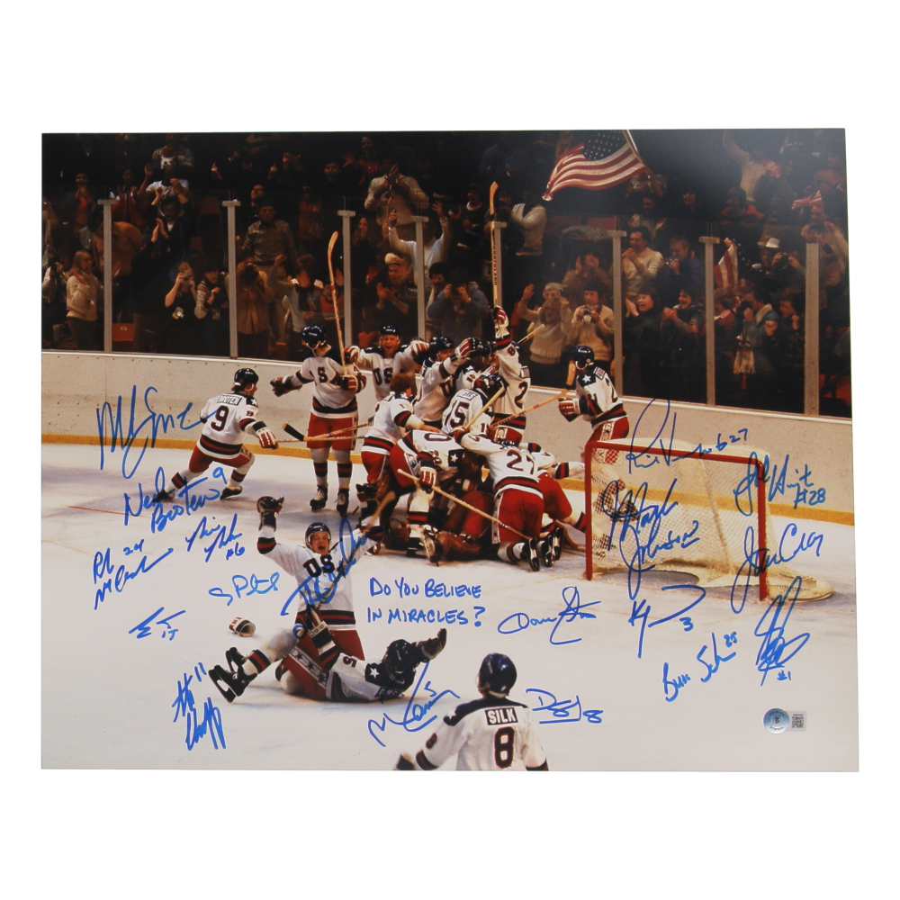 1980 US Olympics 16x20 Photo Signed By (18) Including Dave Silk & Rob ...