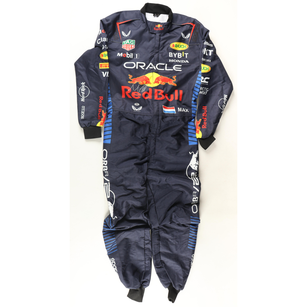 Max Verstappen Signed Red Bull Full-Size Racing Suit with Carrying Bag ...