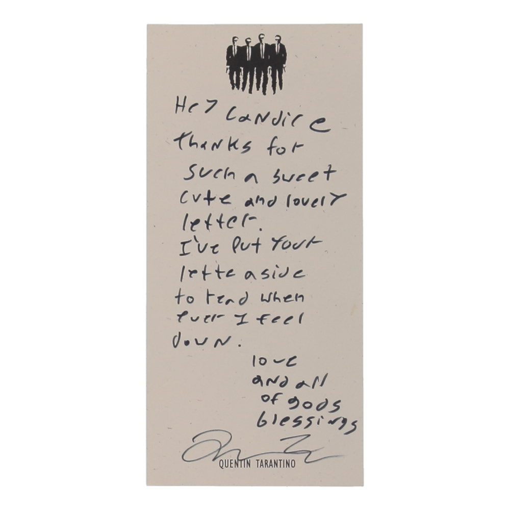 Quentin Tarantino Signed 3.5x8 Personalized Handwritten Note on ...