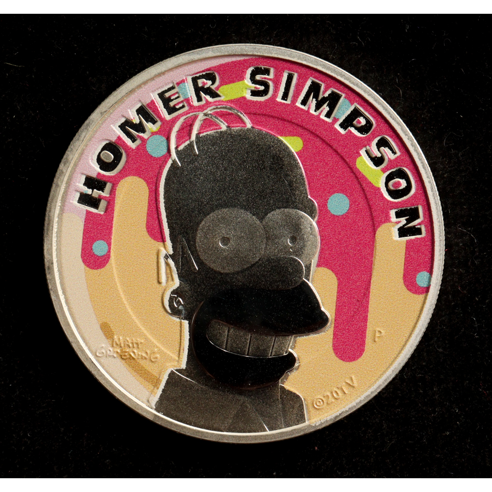 2022 Tuvalu $1 "Homer Simpson" Coin - 1 Ounce .9999 Fine Silver Bullion ...