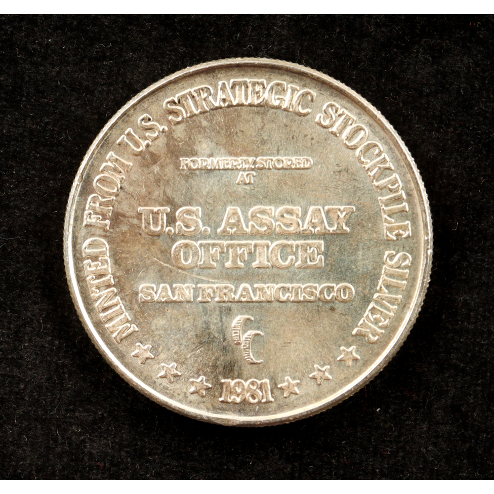1981 U.S. Assay Office 1 Ounce .999 Fine Silver Vintage Bullion Round ...