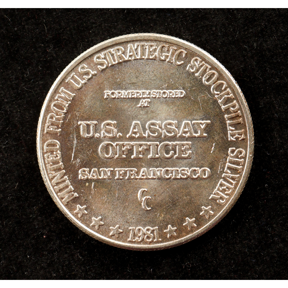 1981 U.S. Assay Office 1 Ounce .999 Fine Silver Vintage Bullion Round ...