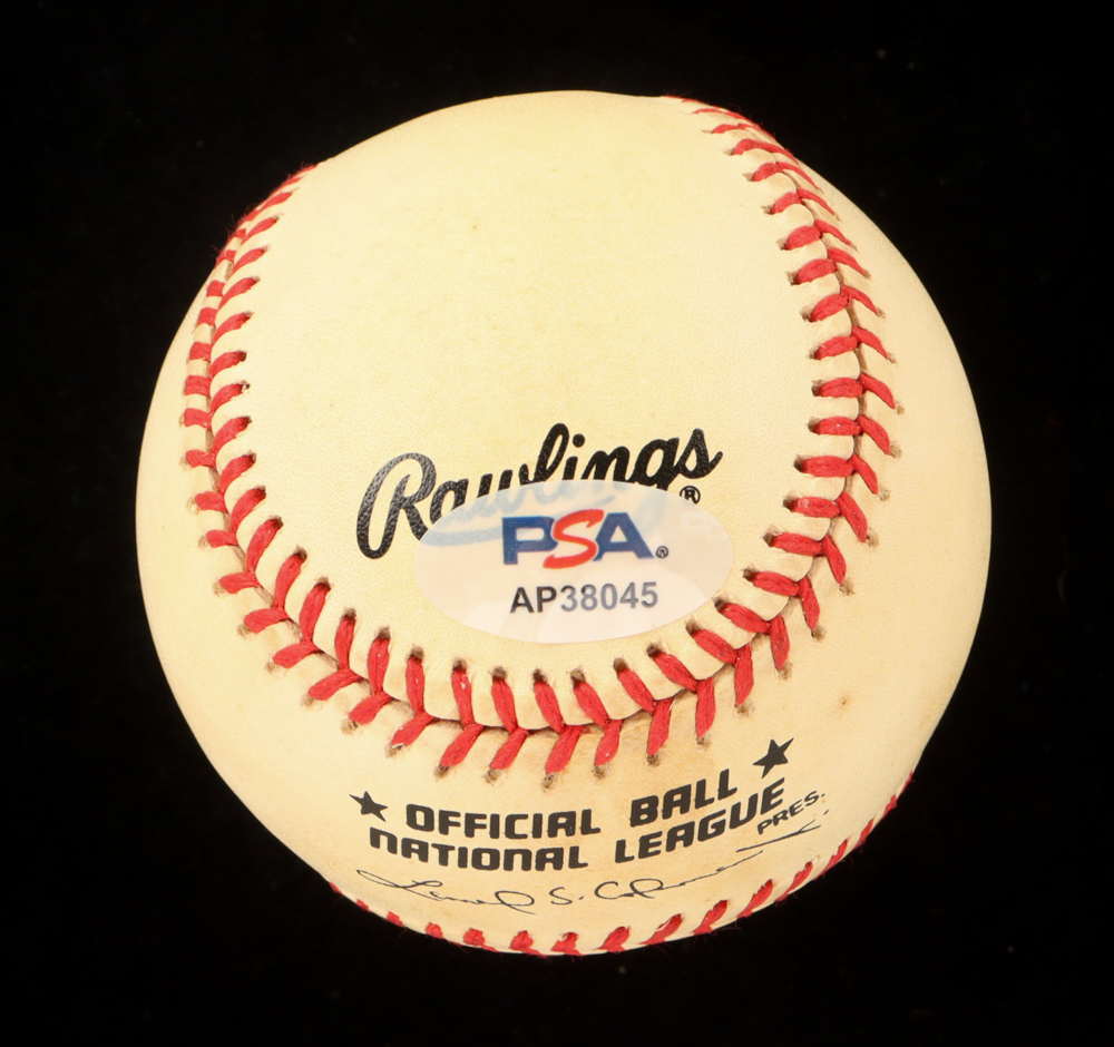 Nolan Ryan Signed ONL Jackie Robinson 50th Anniversary Logo Baseball With Display Case (PSA ...