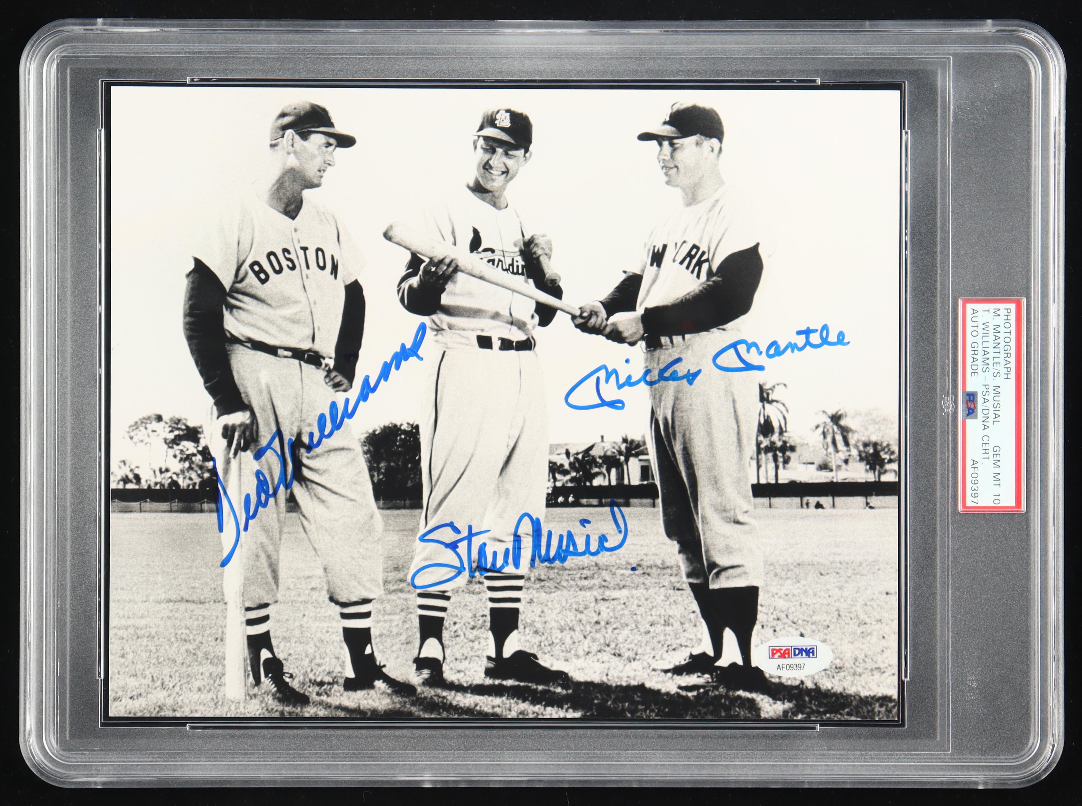 Mickey Mantle, Ted Williams & Stan Musial Signed Vintage 8x10 Photo ...