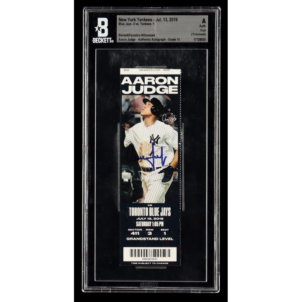 Aaron Judge Signed 2019 Yankees vs Blue Jays Trimmed Game Ticket ...