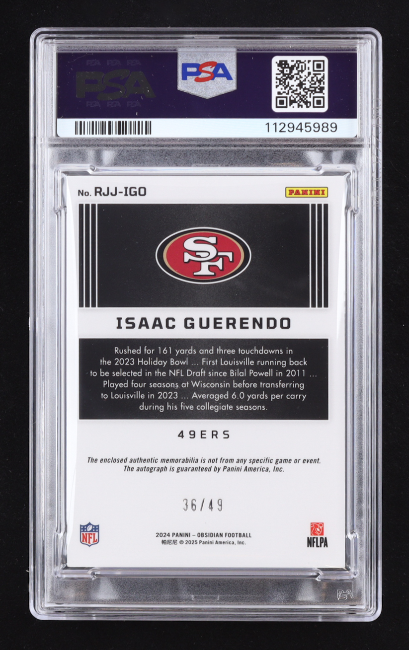 Isaac Guerendo 2024 Panini Obsidian Rookie Jumbo Jersey Autograph Deep ...