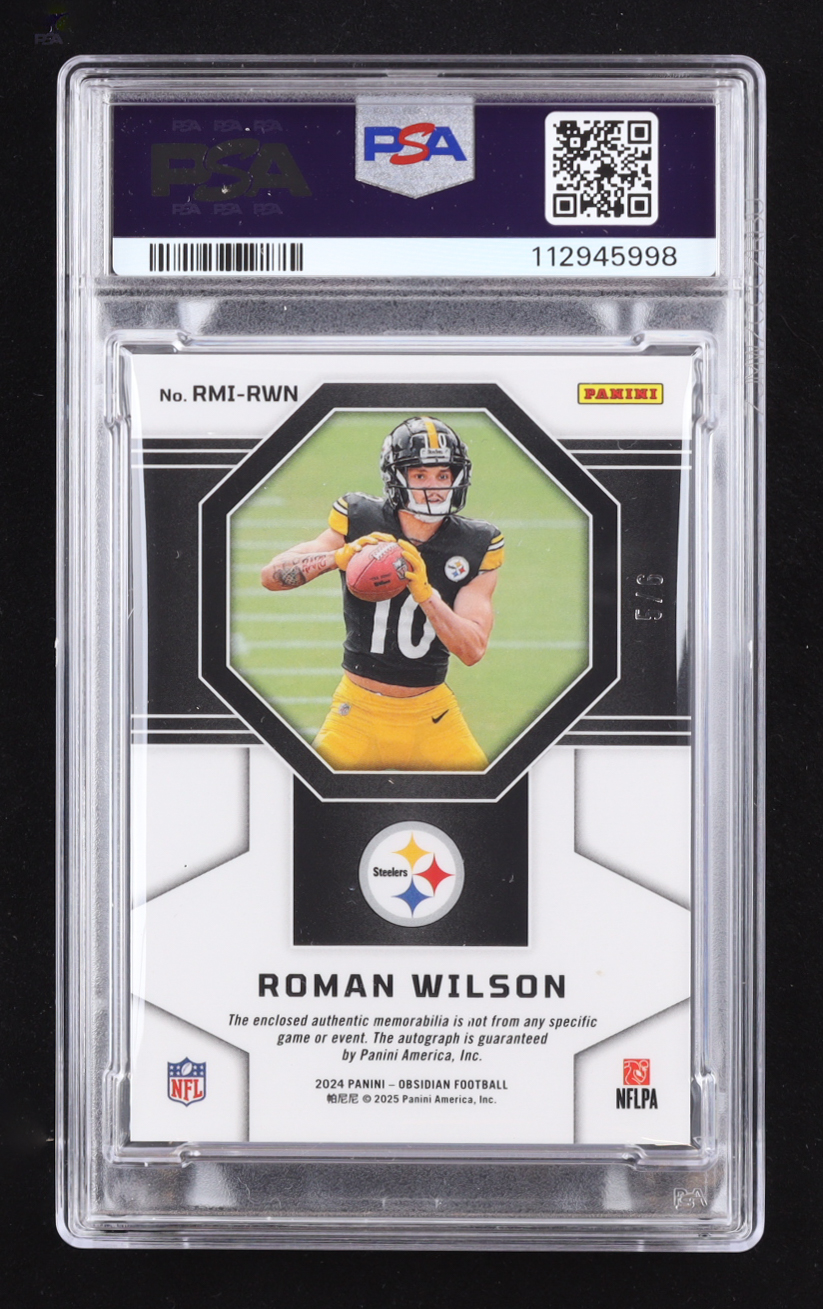 Roman Wilson 2024 Panini Obsidian Rookie Materials Ink Neon #RMIRWN RC ...
