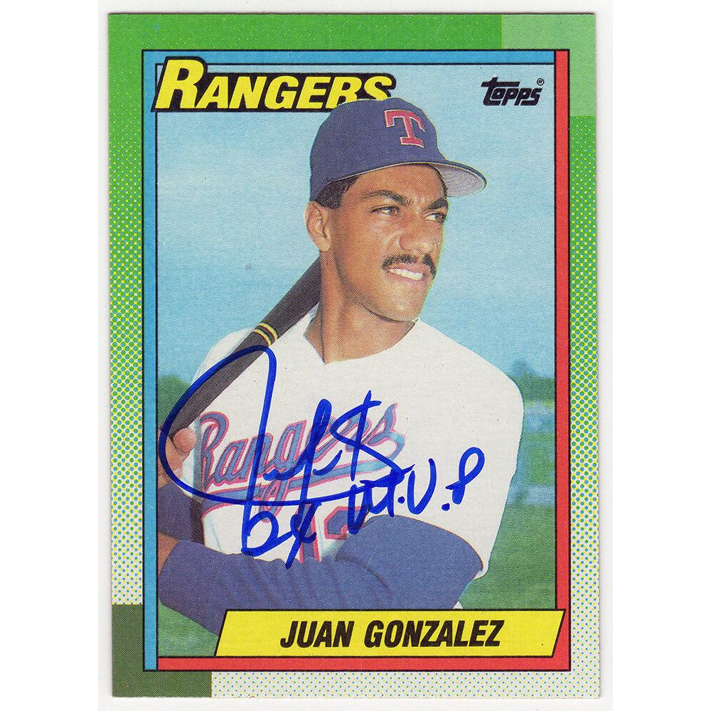 Juan Gonzalez Signed 1990 Topps #331 RC Inscribed "2x MVP" (Schwartz ...