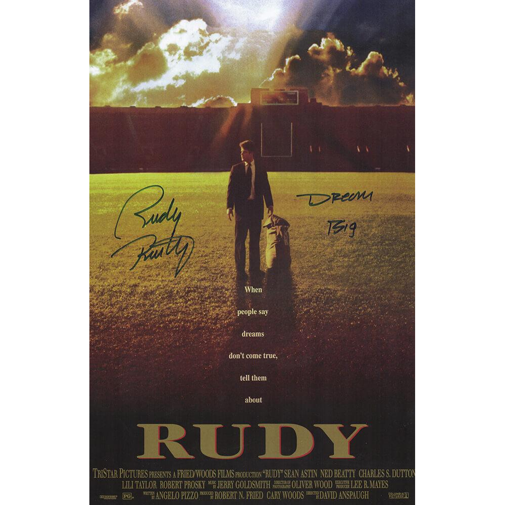 Rudy Ruettiger Signed "Rudy" 11x17 Movie Poster Inscribed "Dream Big ...