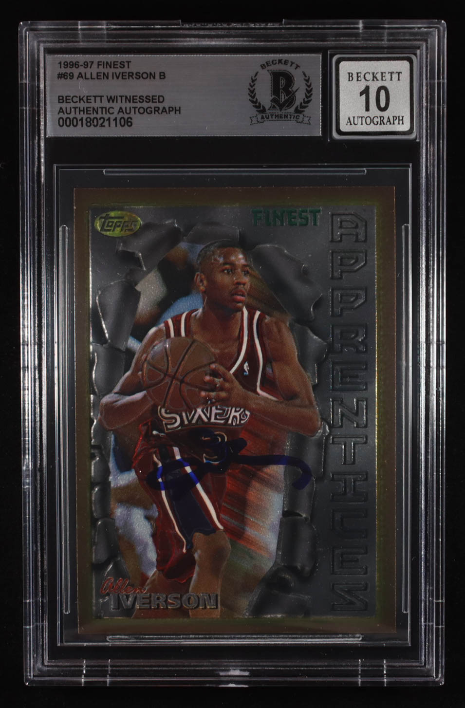 Allen Iverson Signed 1996-97 Finest #69 RC (BGS | Auto 10) | Pristine ...