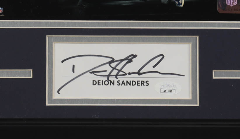 Deion Sanders Signed Cowboys Custom Framed Cut Display (JSA) | Pristine ...