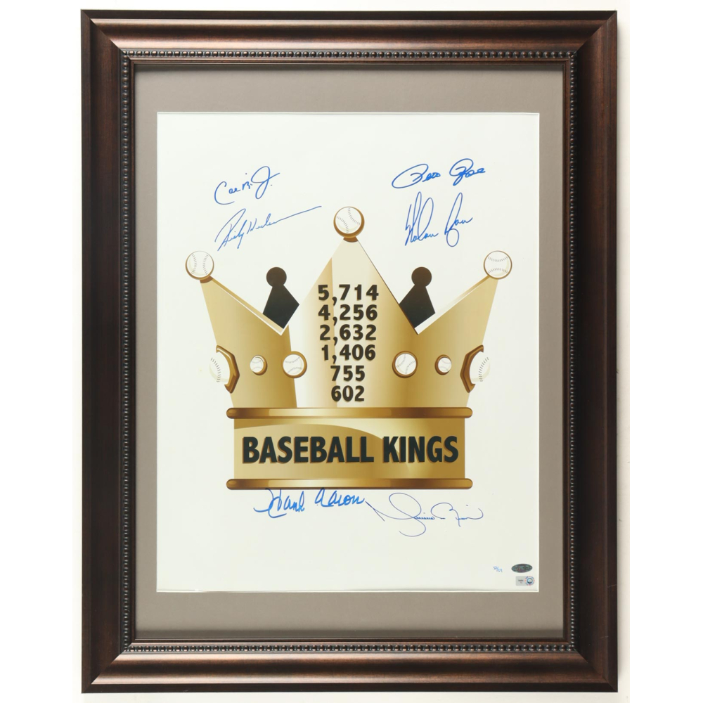 Baseball Kings Custom Framed Photo Signed by (6) with Hank Aaron, Cal ...