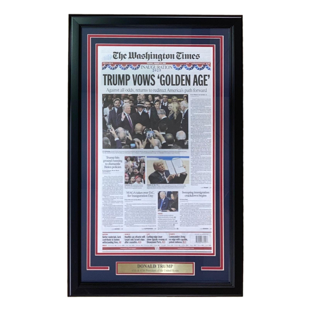 President Donald Trump Custom Framed 2025 Inauguration Day Newspaper ...