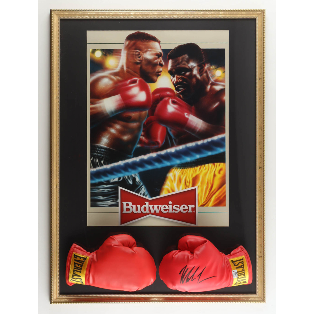 Mike Tyson Signed Custom Framed Budweiser Tyson Vs Holyfield Art Print ...