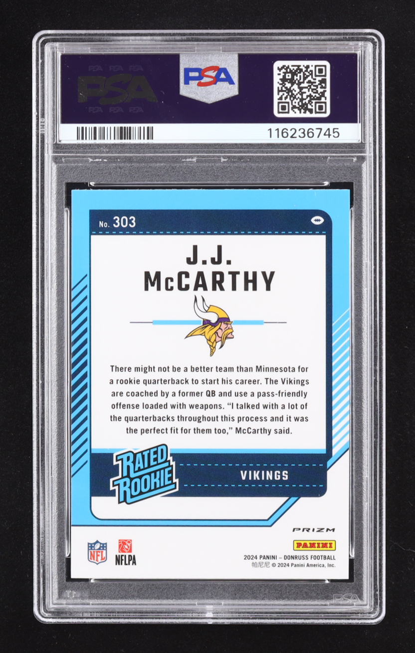 J.J. McCarthy 2024 Donruss Optic Rated Rookies Preview Red Wave #303 RC ...