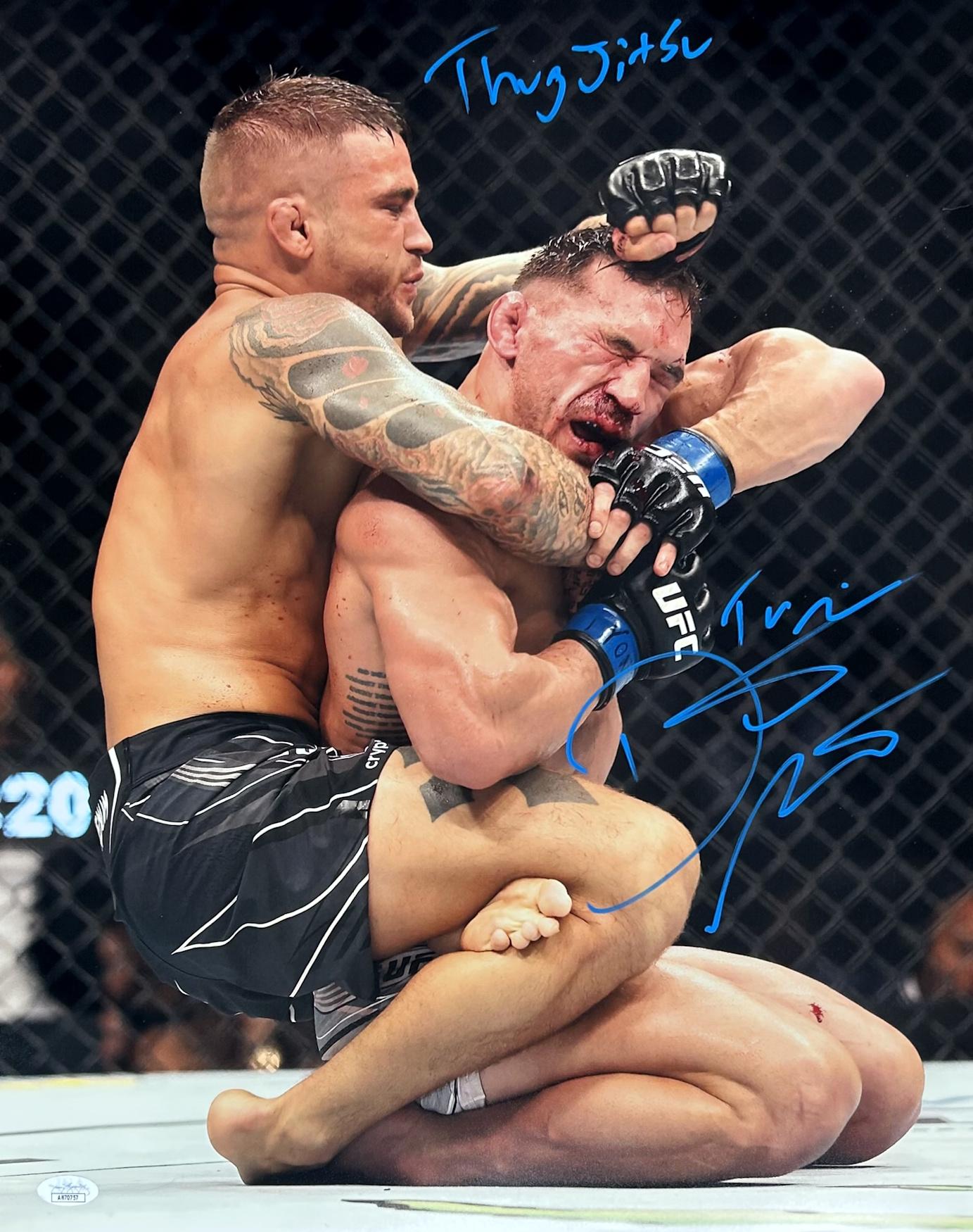Dustin Poirier Signed UFC 16x20 Photo Inscribed "Thug Jitsu" (JSA ...