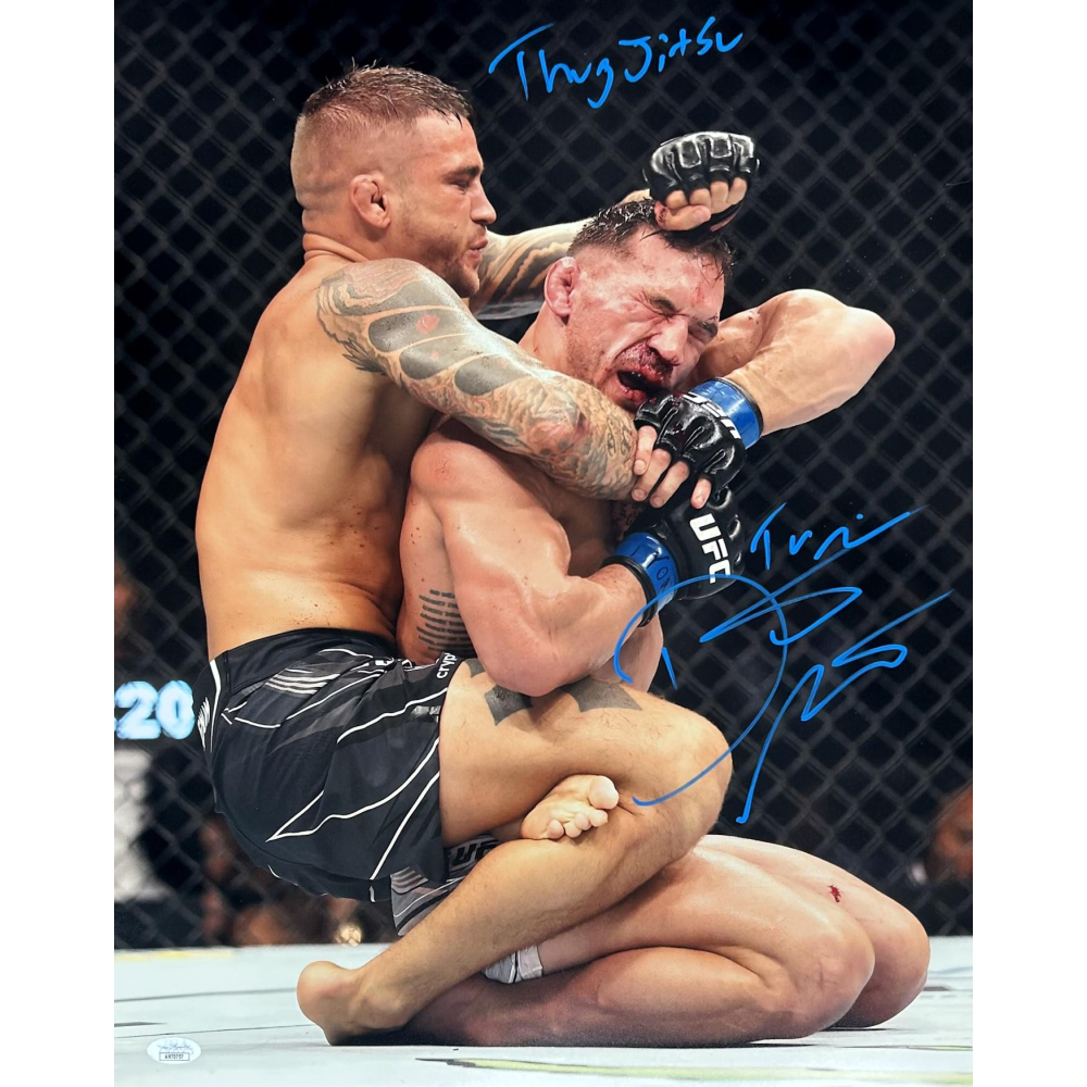 Dustin Poirier Signed UFC 16x20 Photo Inscribed "Thug Jitsu" (JSA ...