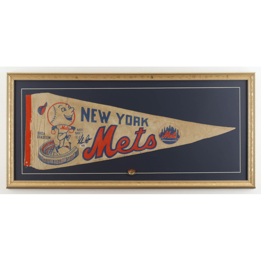 Nolan Ryan Signed Mets Custom Framed Vintage Felt Pennant Flag Display ...