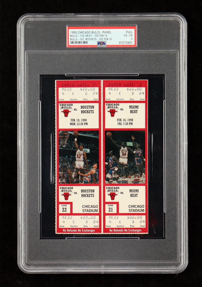 1990 Chicago Bulls Uncut Sheet of (2) Original Game Tickets (PSA 4 ...