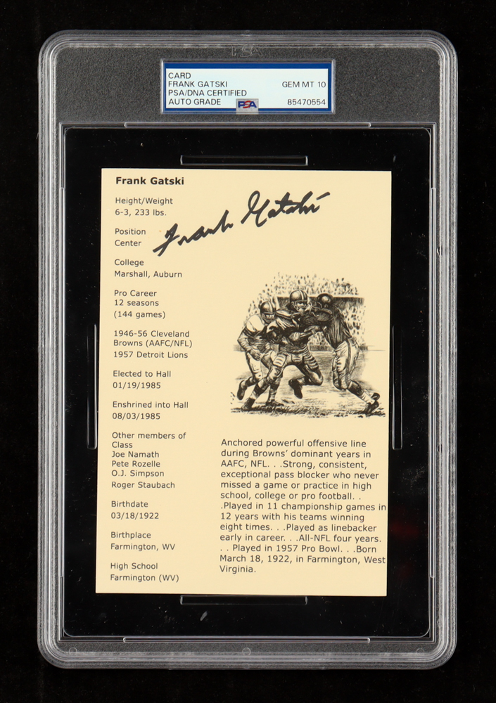 Frank Gatski Signed Hall of Fame Card (PSA) | Pristine Auction