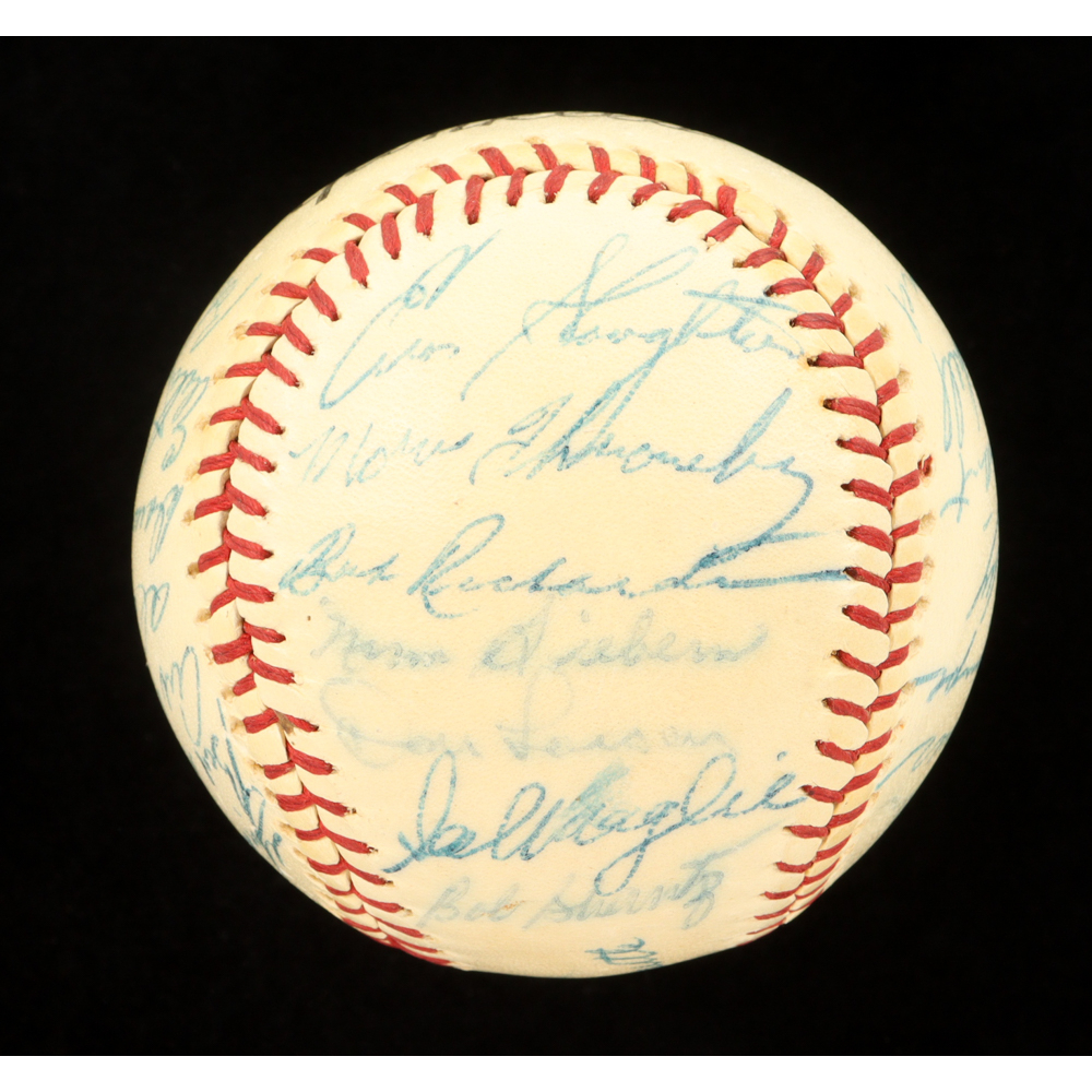1958 New York Yankees Logo Baseball Signed by (28) with Mickey Mantle ...