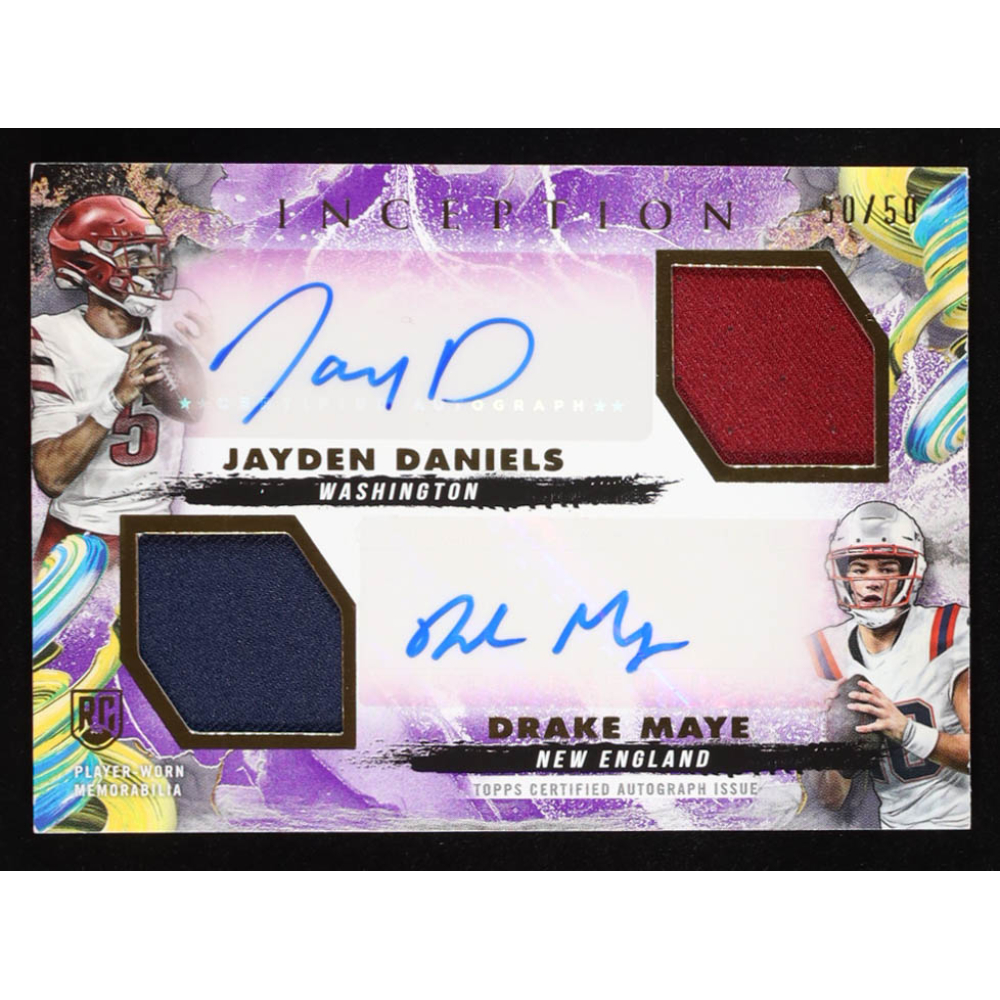 Drake Maye / Jayden Daniels 2024 Topps Inception Dual Rookie Relic ...