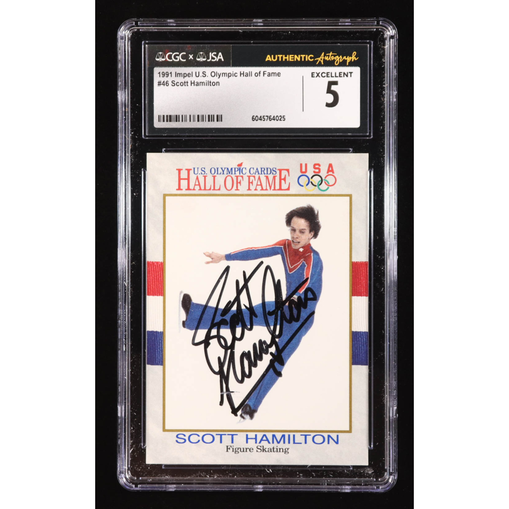 Scott Hamilton Signed 1991 Impel US Olympic Hall of Fame #46 (CGC 5 ...