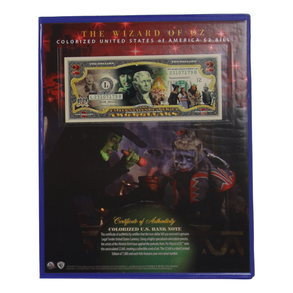 Wizard of Oz Genuine Legal Tender Colorized U.S. $2.00 Two Dollar Bill ...