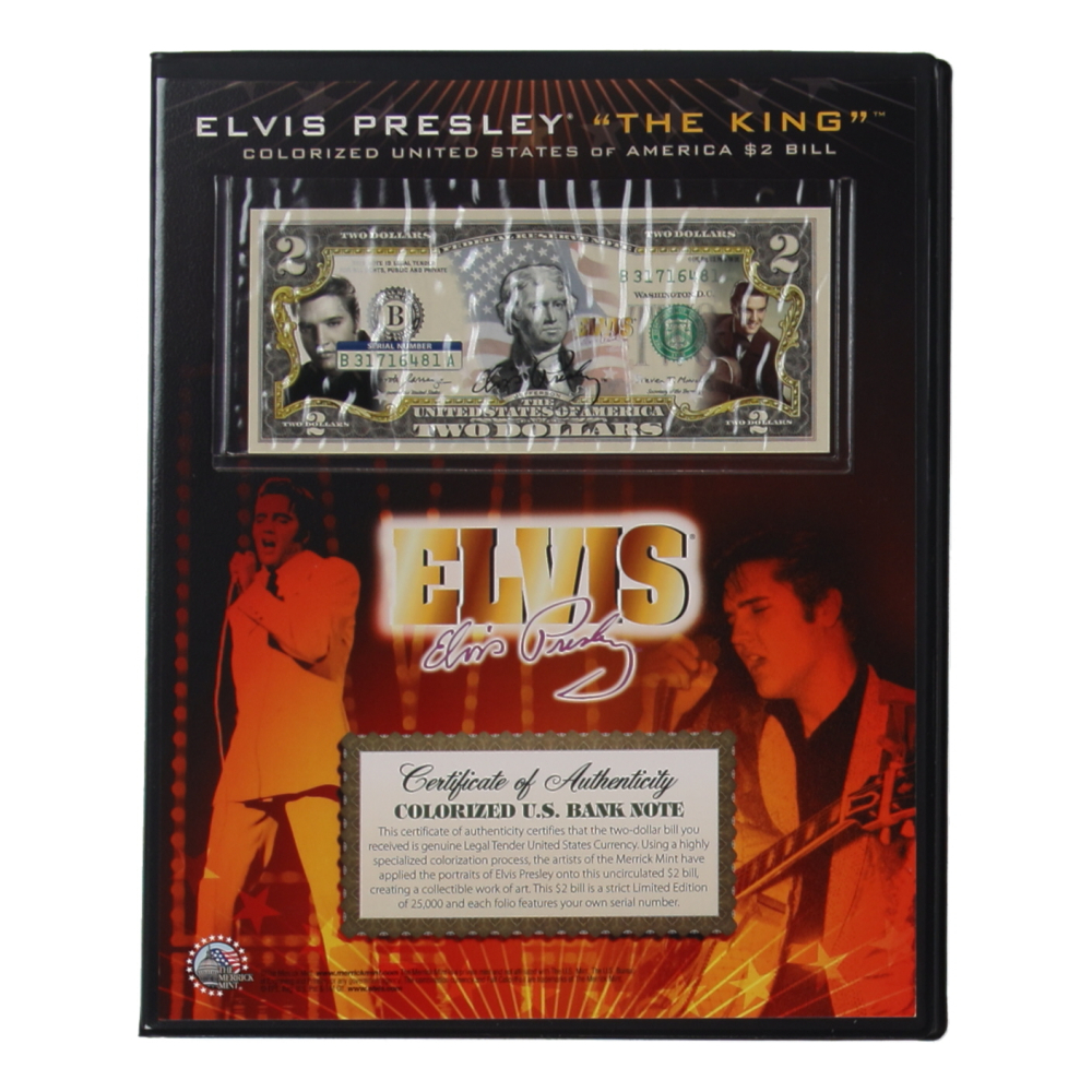 Elvis Presley Genuine Legal Tender Colorized U.S. $2.00 Two Dollar Bill ...