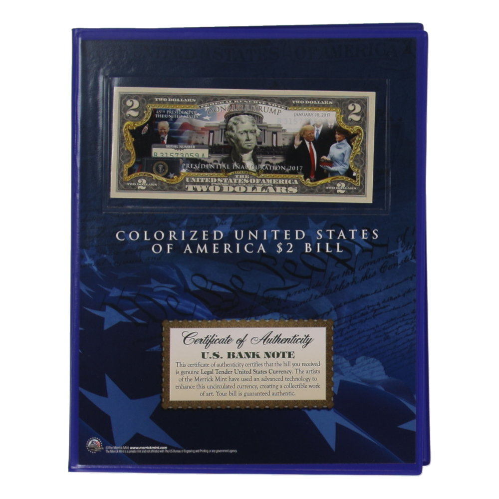 Donald Trump Genuine Legal Tender Colorized U.S. $2.00 Two Dollar Bill ...