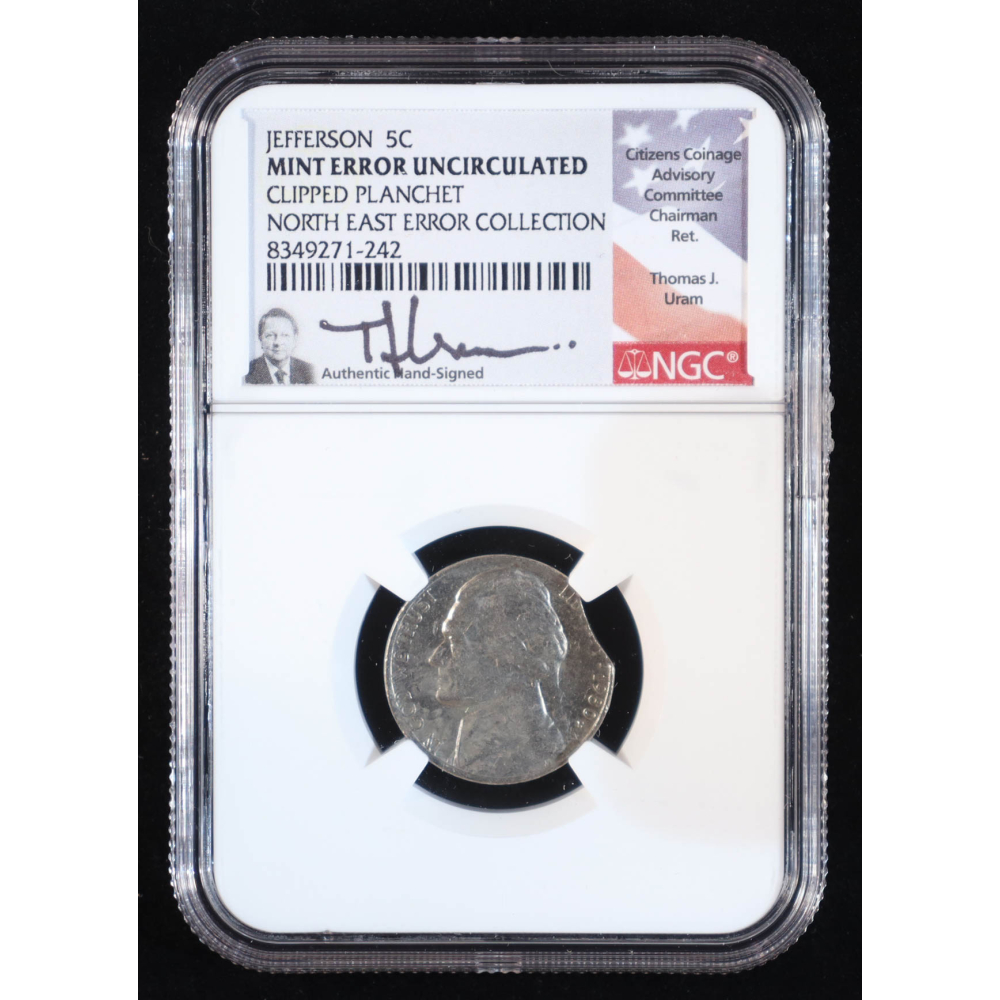 1980 Jefferson Nickel Clipped Planchet North East Error Collection Hand ...