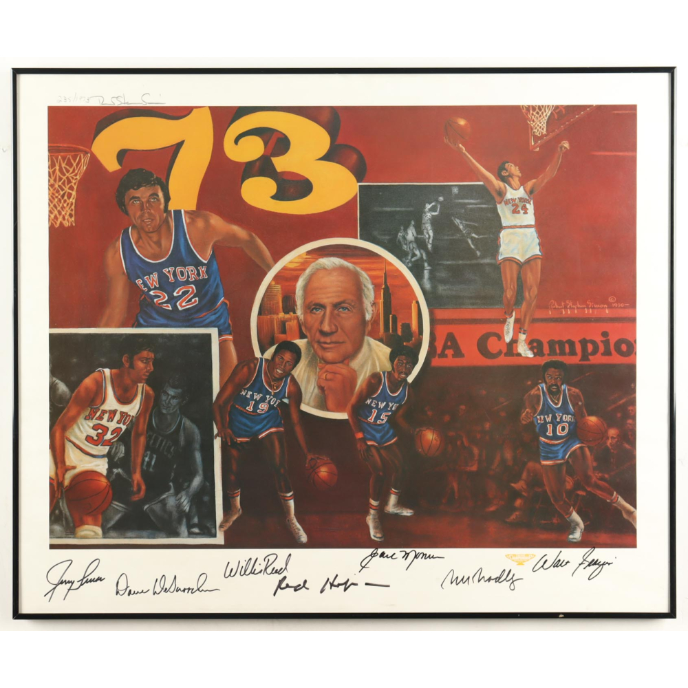 LE 1973 Knicks NBA Champions Custom Framed Lithograph Display Signed by ...