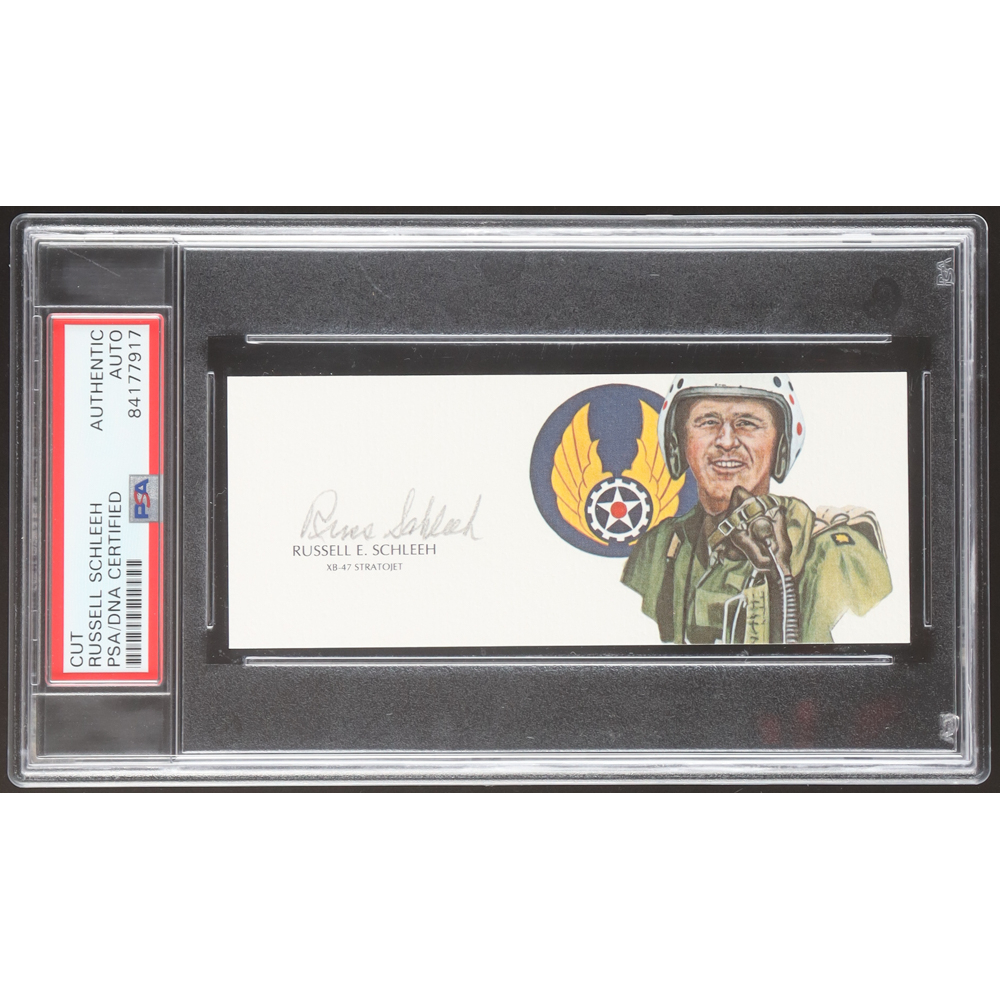 Russell Schleeh Signed Cut with Portrait Bomber Test Pilot (PSA ...